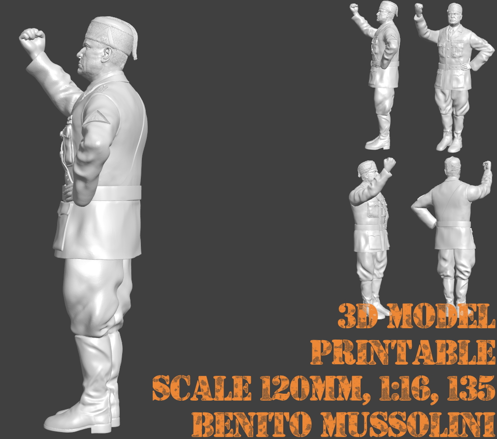 Archivo STL Modelo de impresión 3D de Benito Mussolini (Figura 1 ...
