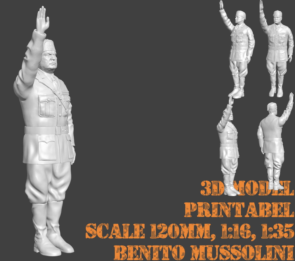 STL file Benito Mussolini 3D print model (Figure 3)・3D printer model to ...
