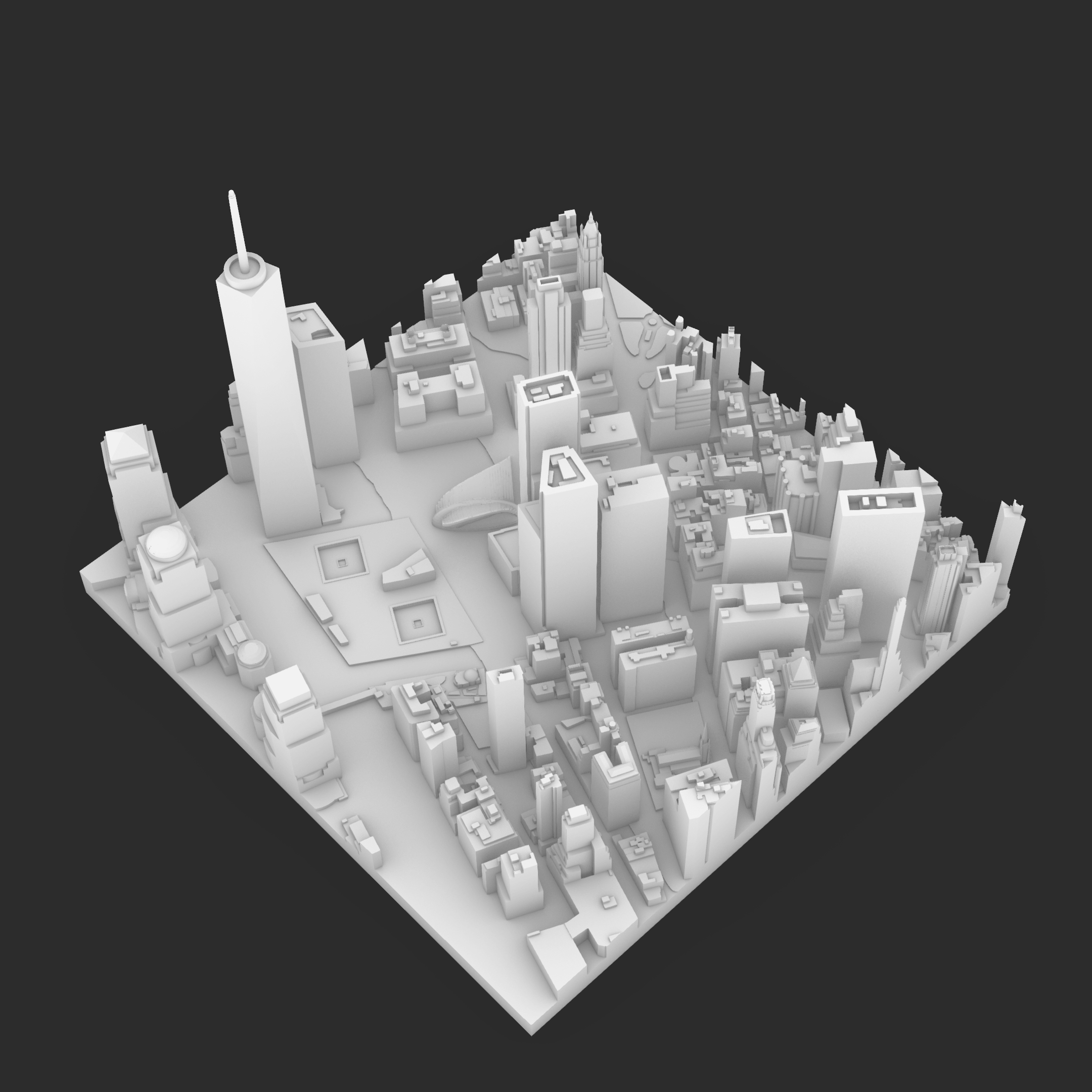 STL file Lower Manhattan Model 🗺️・Template to download and 3D print・Cults