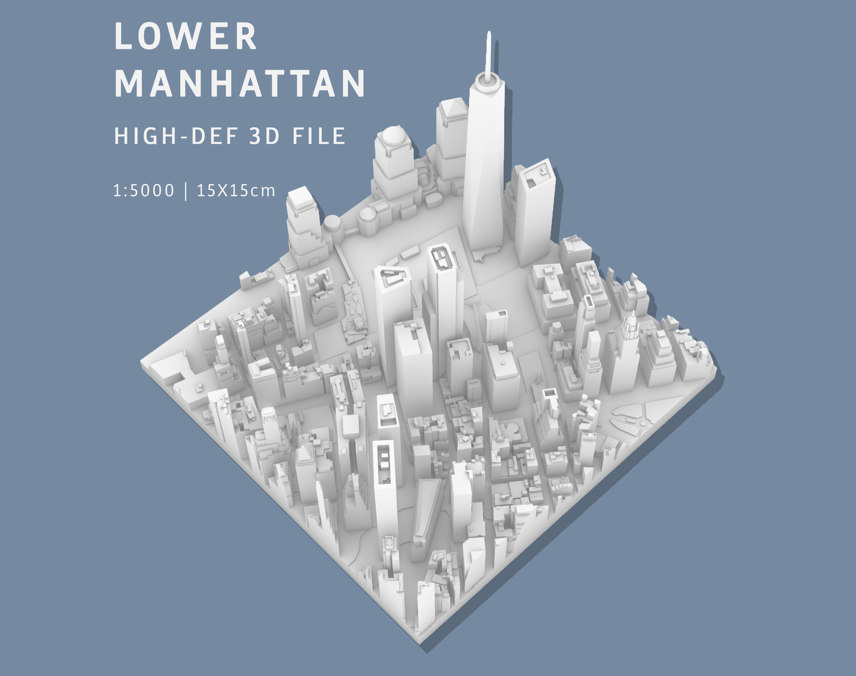STL file Lower Manhattan Model 🗺️・Template to download and 3D print・Cults