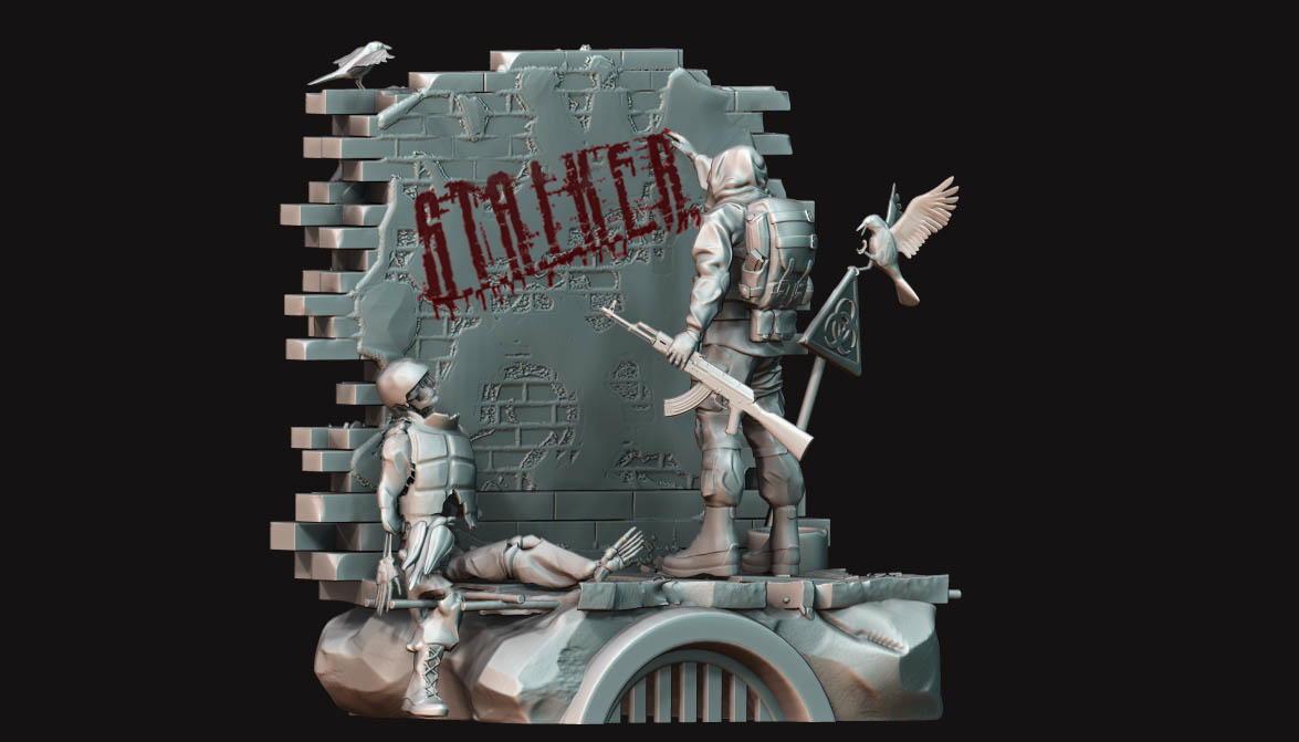 STL file STALKER DIORAMA 🪖・Model to download and 3D print・Cults