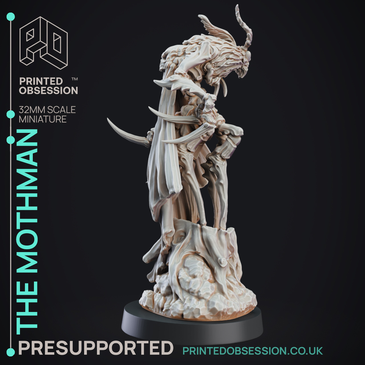 3D file Mothman - Cryptid - PRESUPPORTED - 32mm Scale・Template to ...
