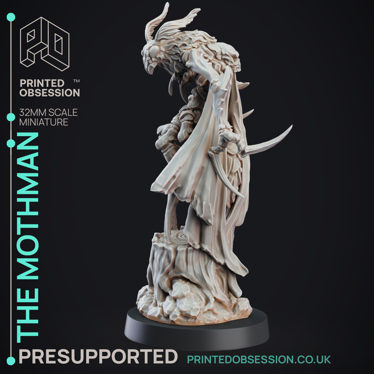 3D file Mothman - Cryptid - PRESUPPORTED - 32mm Scale・Template to ...