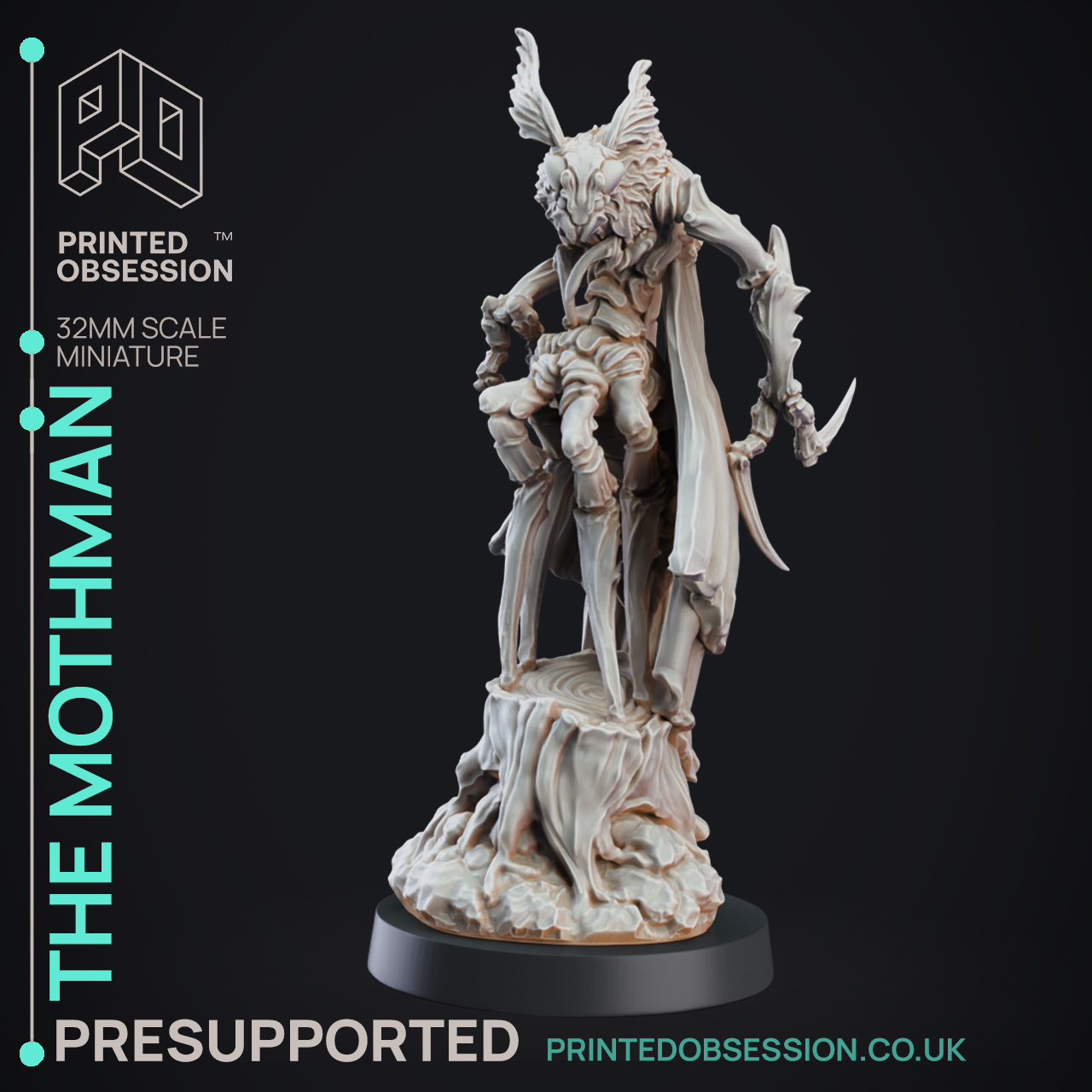 3D file Mothman - Cryptid - PRESUPPORTED - 32mm Scale・Template to ...