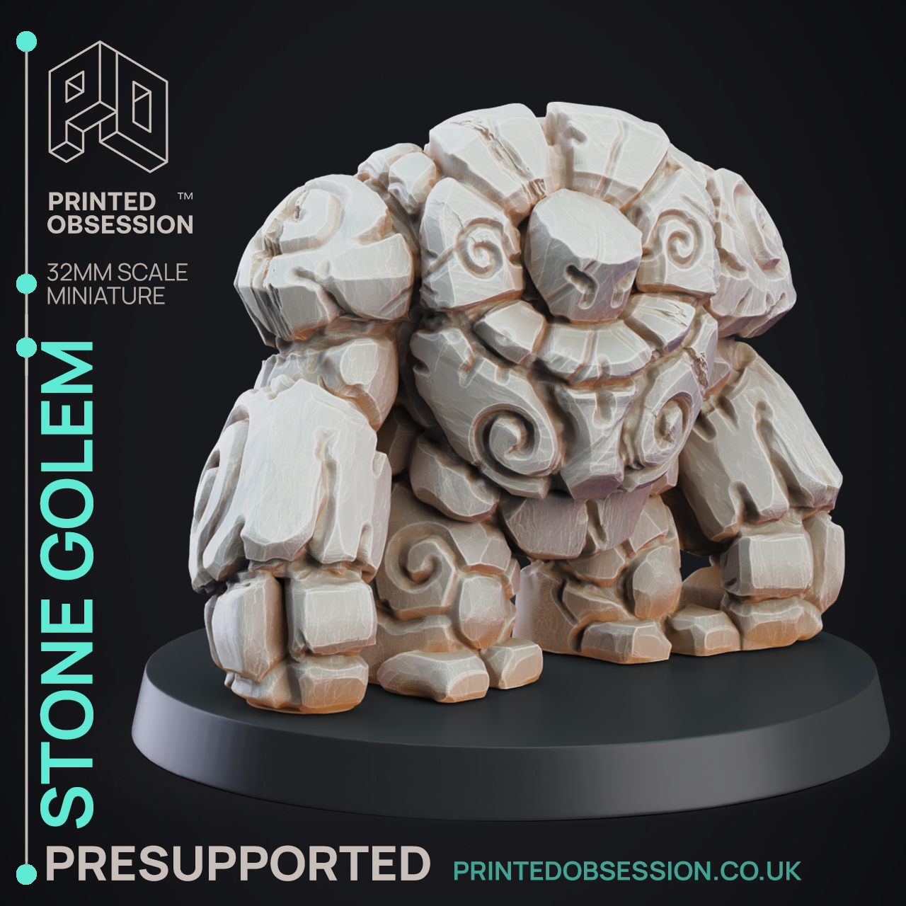 3D file Stone Golem - D&D Construct - PRESUPPORTED - 32mm scale・3D ...