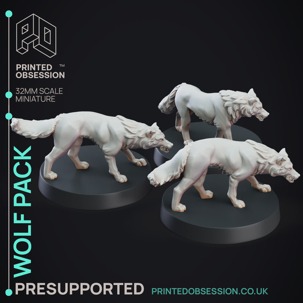 3D file Wolf Pack - 3 Models - PRESUPPORTED - 32mm scale 🐺・3D printer ...