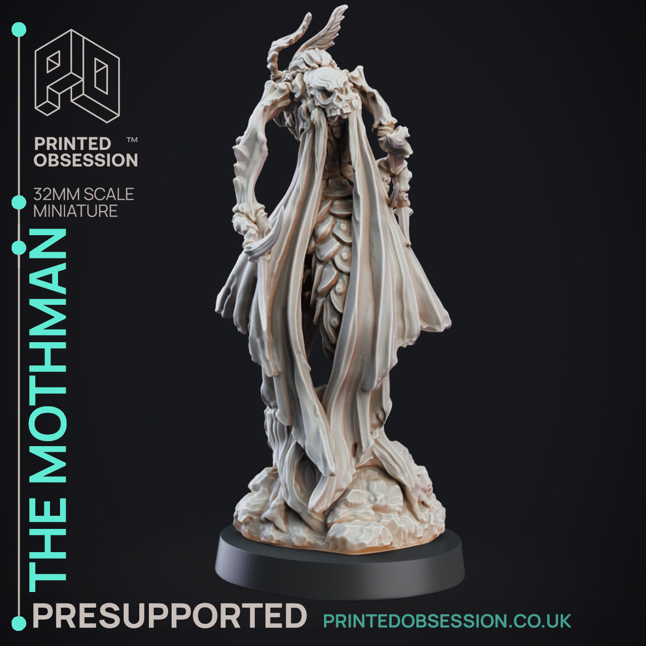 3D file Mothman - Cryptid - PRESUPPORTED - 32mm Scale・Template to ...