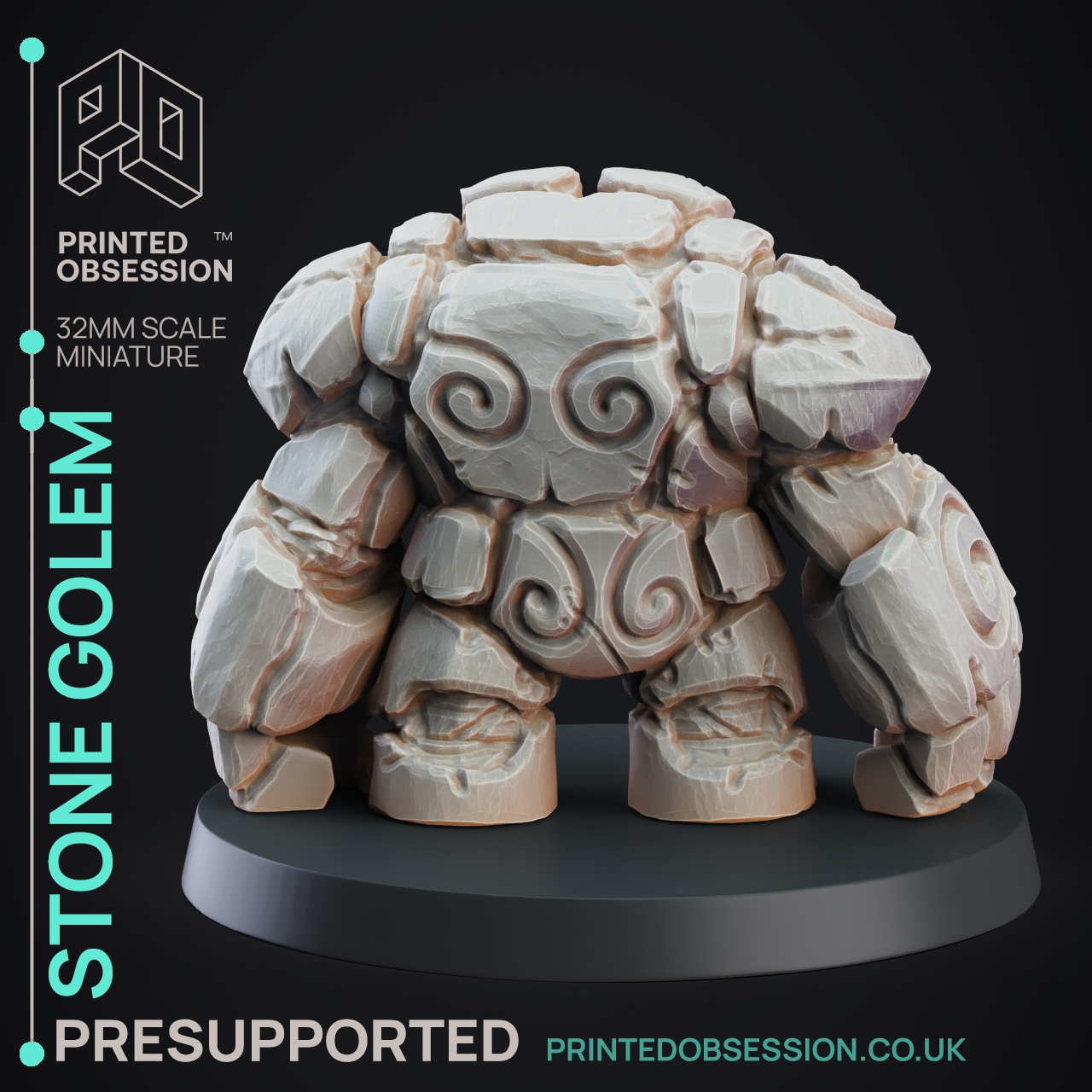 3D file Stone Golem - D&D Construct - PRESUPPORTED - 32mm scale・3D ...