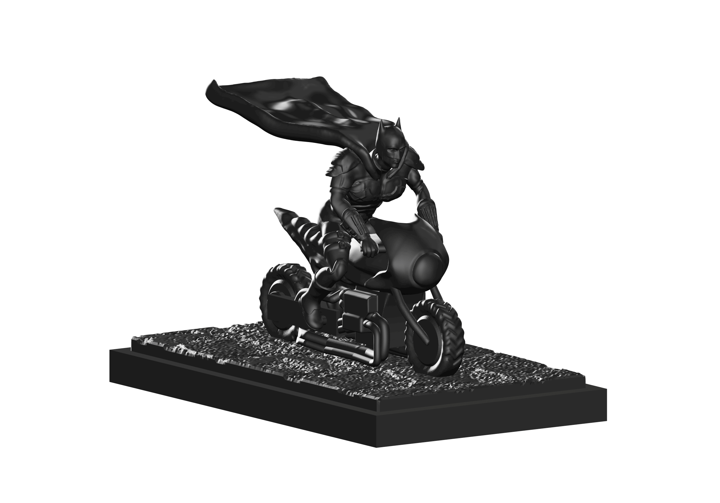 STL file The Batman Batcycle (2022) Statue Robert Pattinson Batman Fan ...