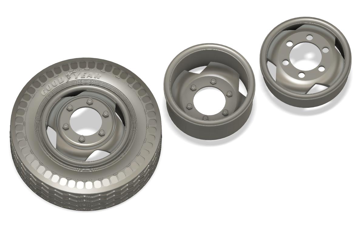 STL file Set of truck wheels with tires and dual rear 🚚・3D print model ...