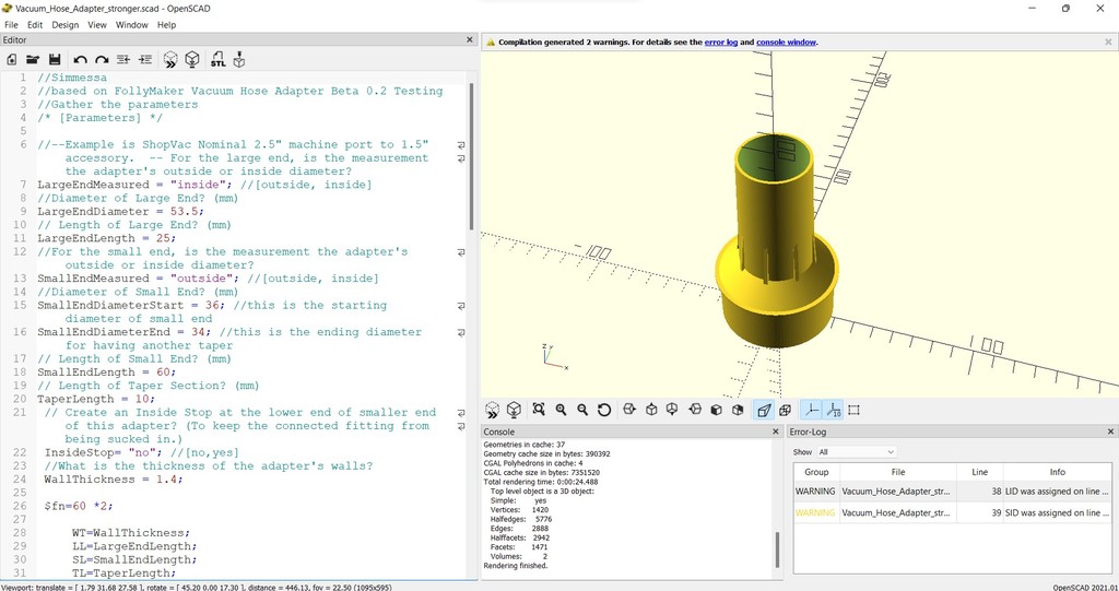 Free 3D file Vacuum hose adapter parametric with taper and ribs・3D ...