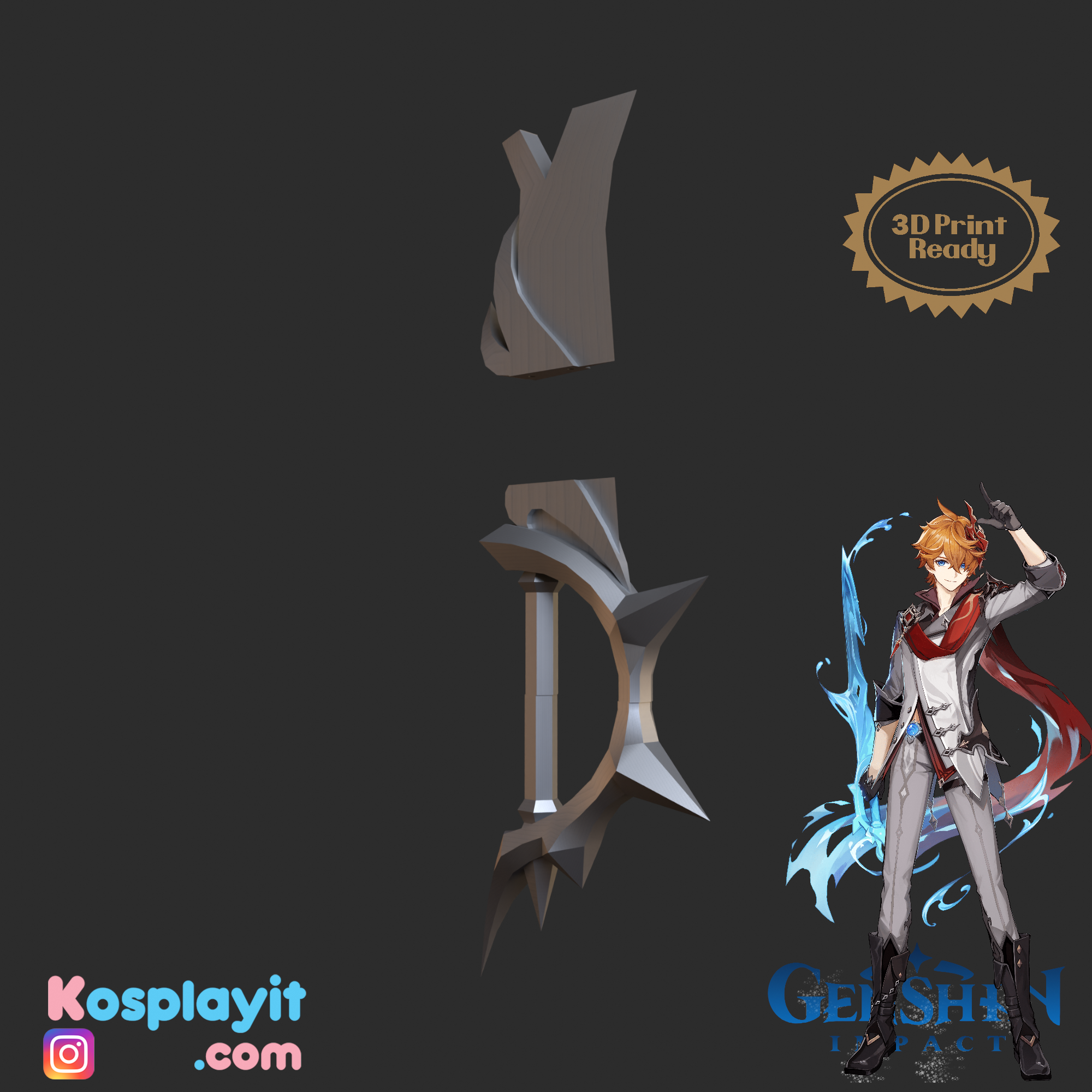 3MF file Genshin Impact - Childe/Tartaglia Single Sword Digital 3D ...