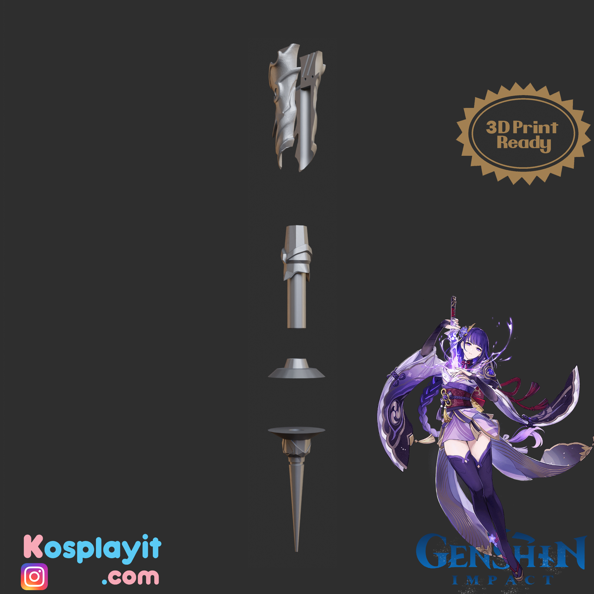 STL file Genshin Impact - Engulfing Lightning - Digital 3D Model Files ...