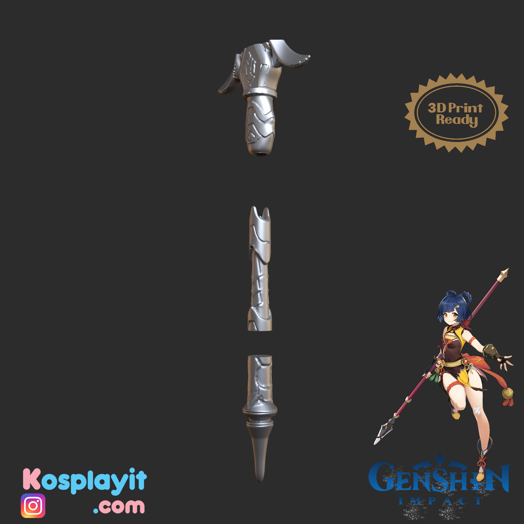 STL file Genshin Impact - Kitain Cross Spear - Digital 3D Model Files ...