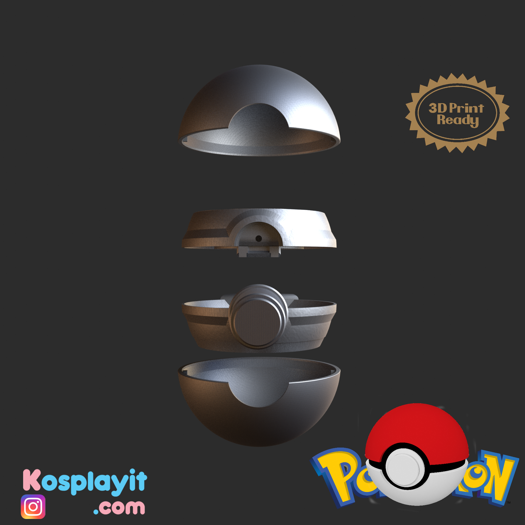 3MF file Functional Pokeball D20 Dice Holder 3D Model Digital File ...