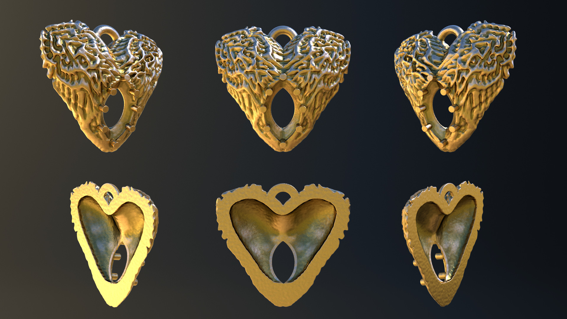 STL file fractal pendant with stone 💍・Model to download and 3D print・Cults