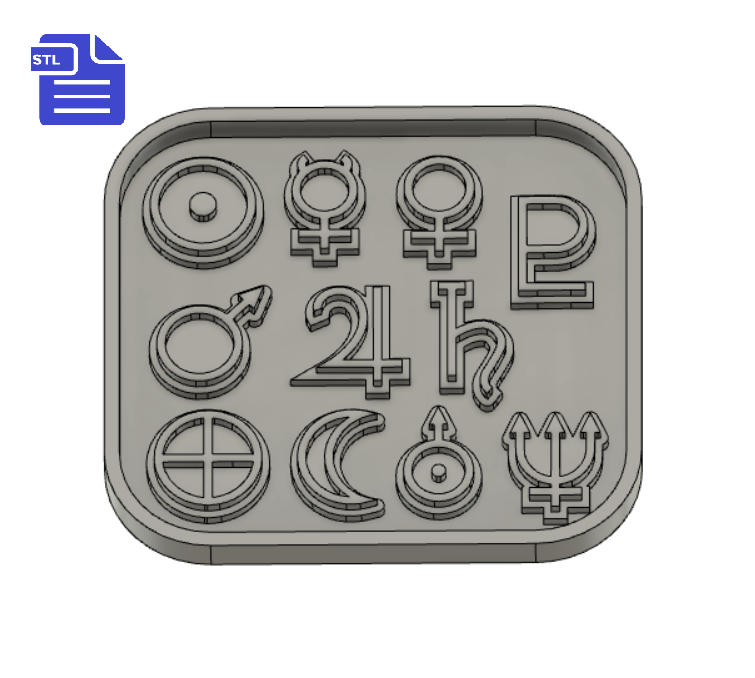 3D file Solar System Symbols Silicone Mold Tray・3D printer design to ...