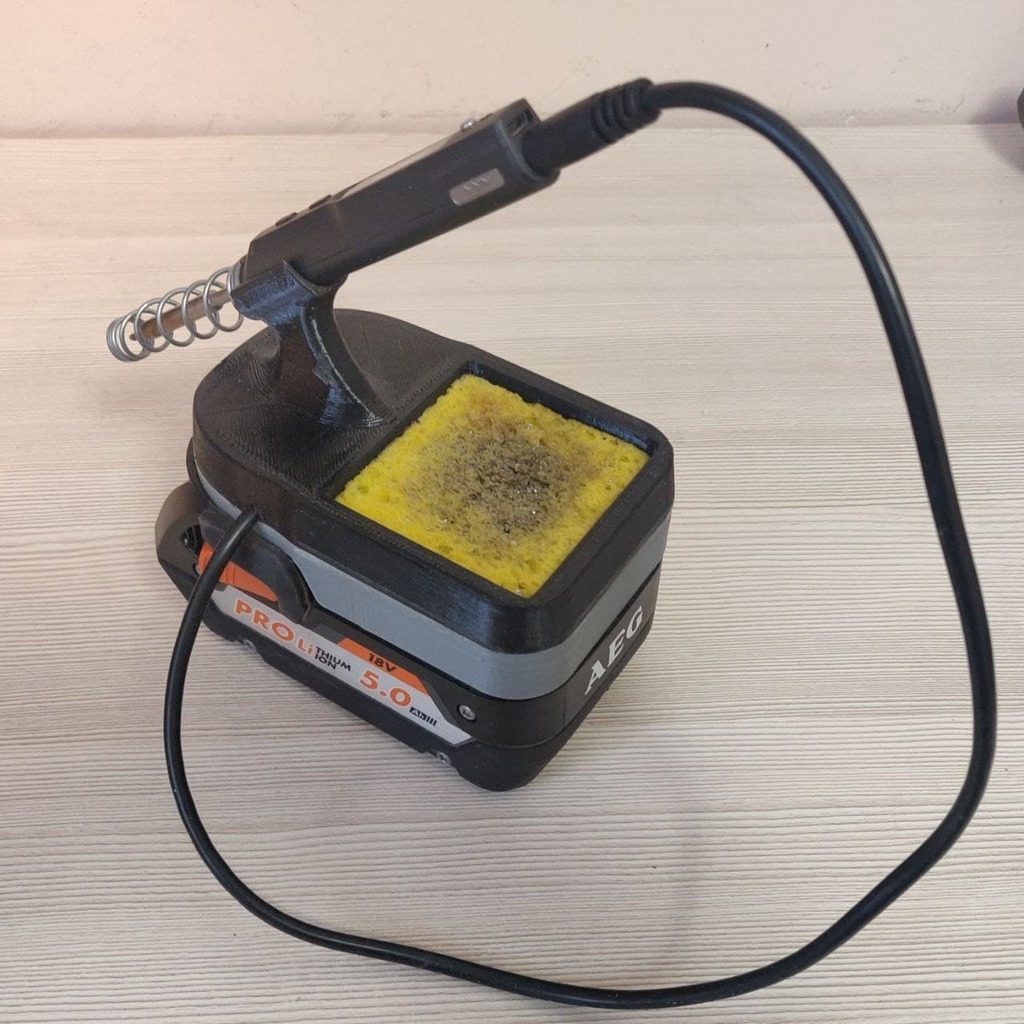Free 3D file TS100 soldering iron stand for 18V AEG Battery 🔋・Model to ...