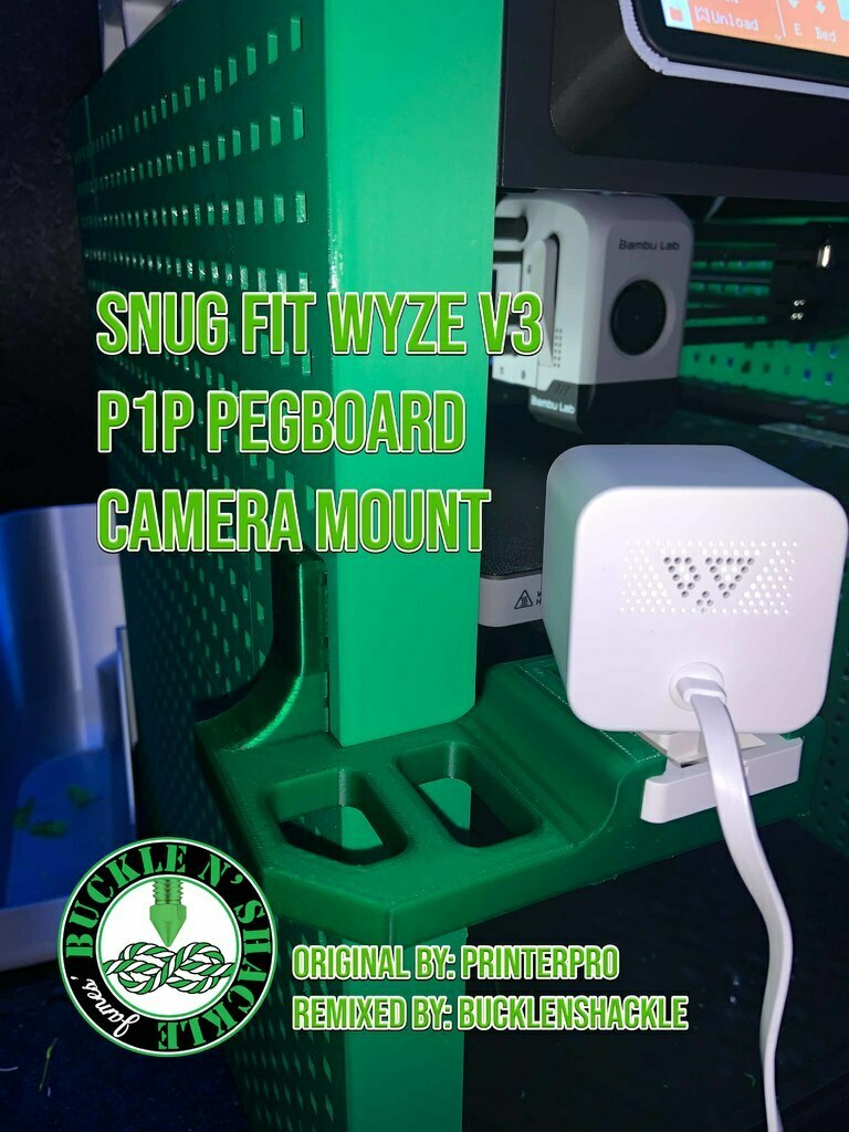 Free STL file Snug Fit Wyze v3 P1P Pegboard Camera Mount・3D printer ...