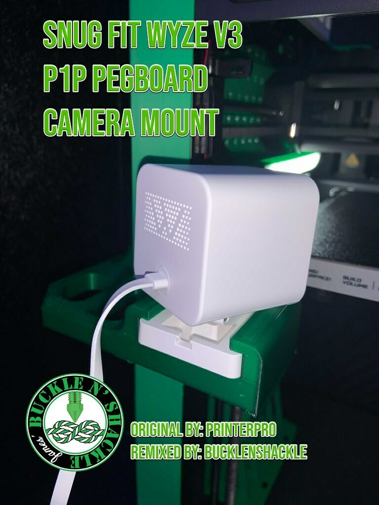 Free STL file Snug Fit Wyze v3 P1P Pegboard Camera Mount・3D printer ...