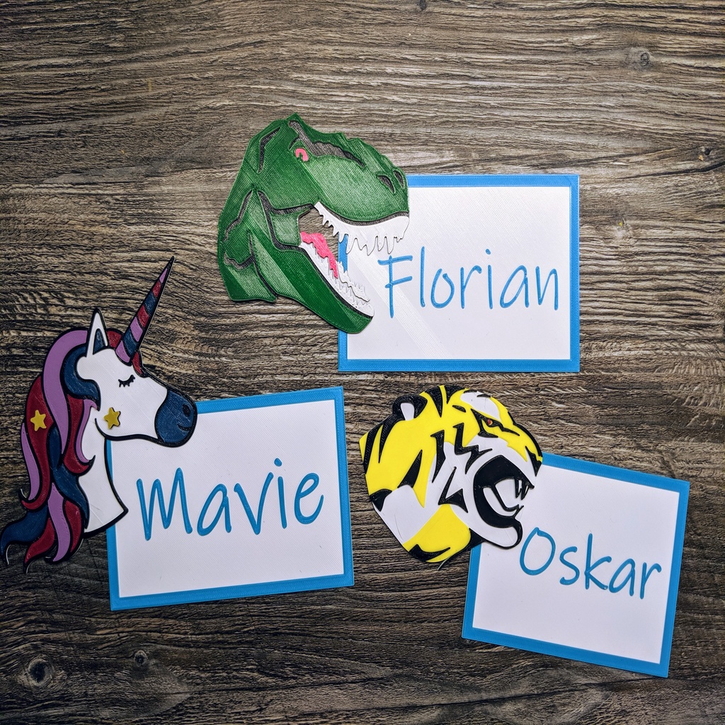 Fichier 3D gratuit Badge nominatif T-REX - mono-extrudeuse multicolore ...