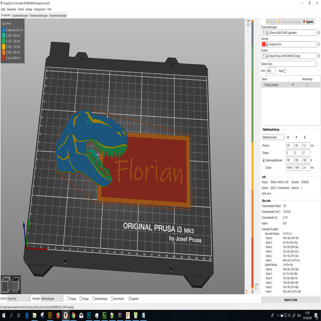 Fichier 3D gratuit Badge nominatif T-REX - mono-extrudeuse multicolore ...