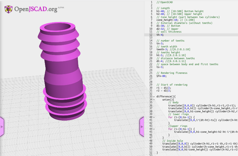 Free 3d File Hose Adapter Configurable Openjscad Version・3d Printable Design To Download・cults 