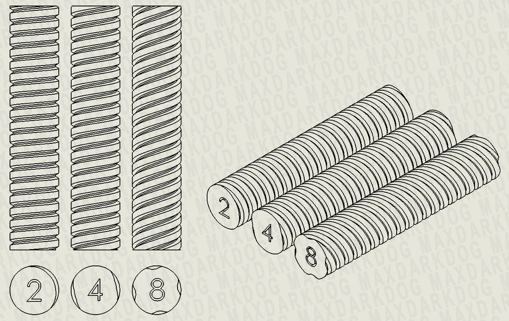 Free 3D file Lead screw example to differenciate lead 2/4/8mm・3D ...