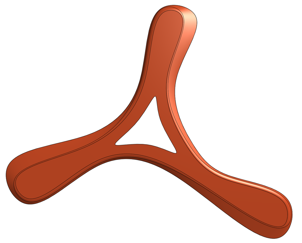 Three Bladed Sharp Boomerang