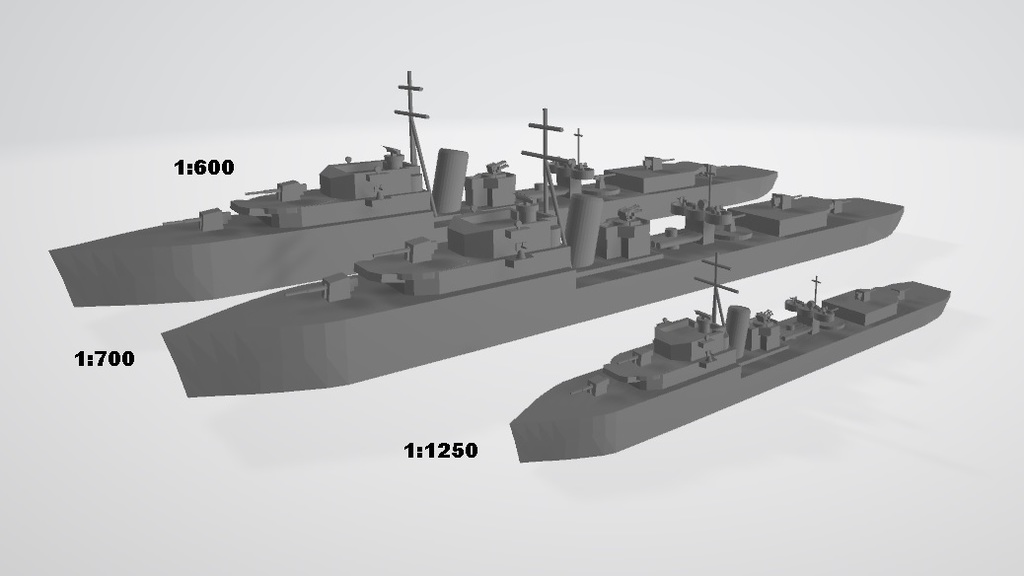 Free 3D file British Destroyer - O class - Scales 1:600, 1:700 and 1: ...