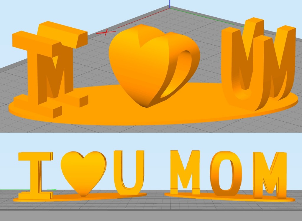 Free 3D file I Heart U MOM 2 view Art 💜・3D printer model to download・Cults