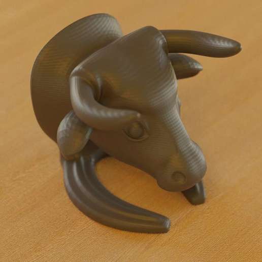 Download free STL file bull head statue on stand • 3D printing model ...