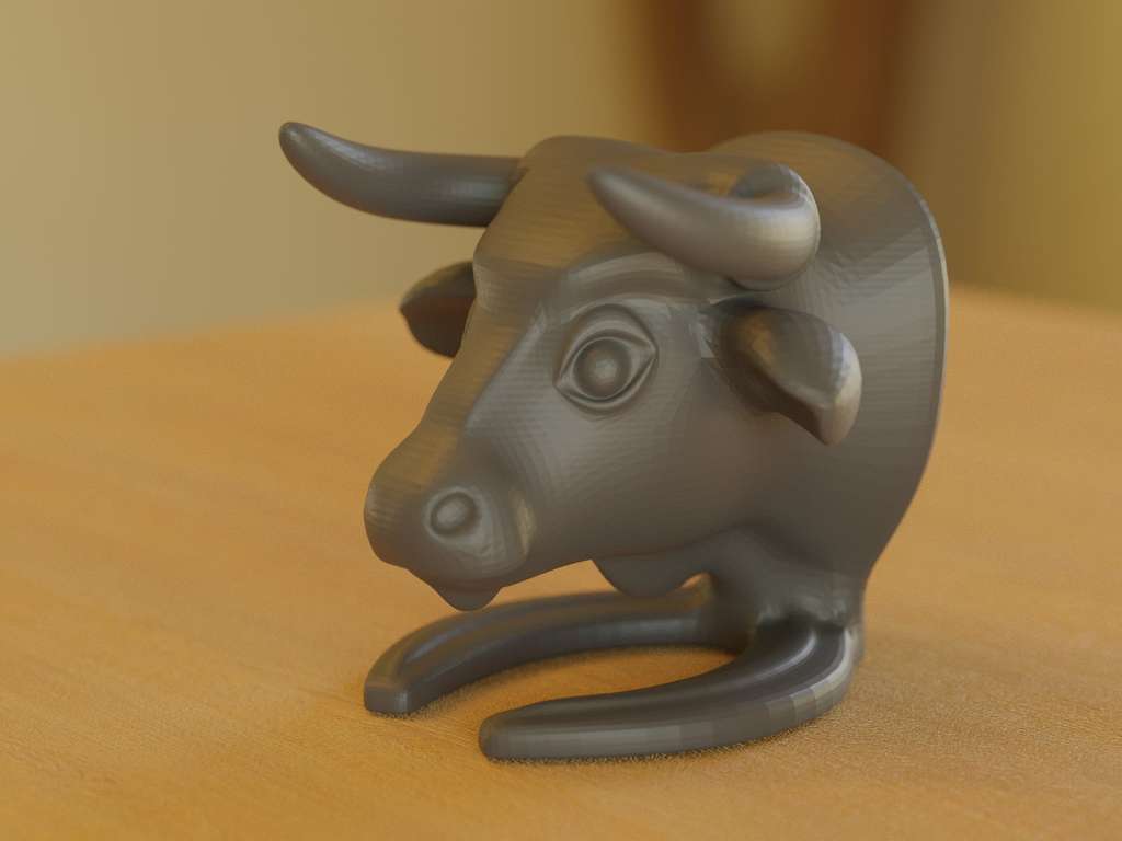 Download free STL file bull head statue on stand • 3D printing model ...
