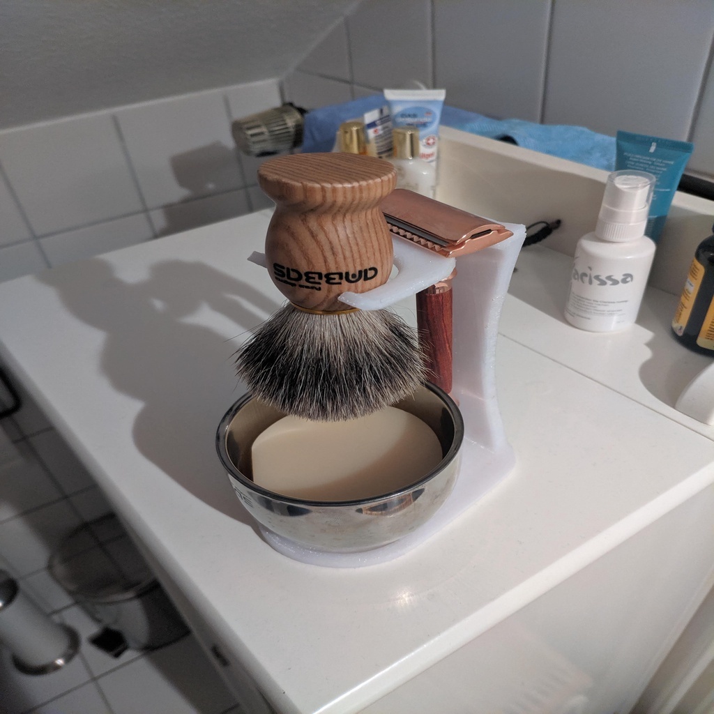 Free 3D file Shaving Brush and Bowl Holder for One-Bladed Razors・Object ...