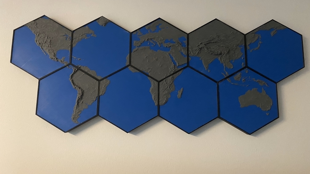 Free 3D file EasyFrame for Hexagon topographic world map・3D printer ...
