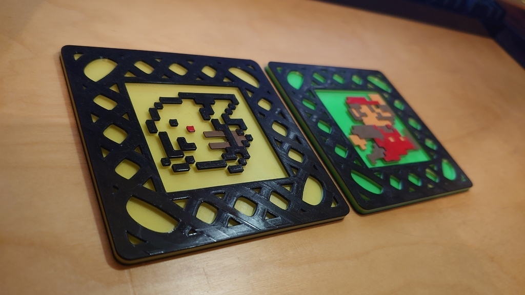 Free 3D file 8-bit Mario and Pikachu coasters made with customizer ...