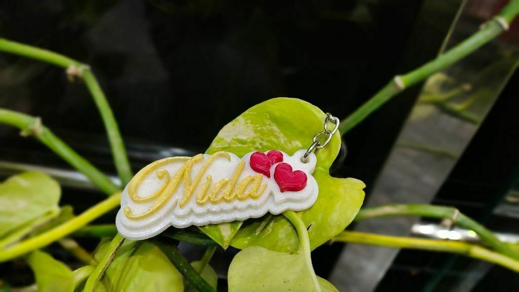 Free 3D file Key chain (Name nida) with hears・3D printable model to ...