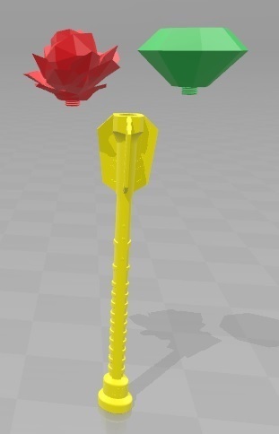Free 3D file Princess Scepter w/ interchangable caps (Rose and Emerald ...