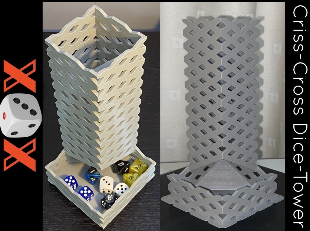 Free 3D file Criss Cross Dice Tower with dice tray base - directional ...