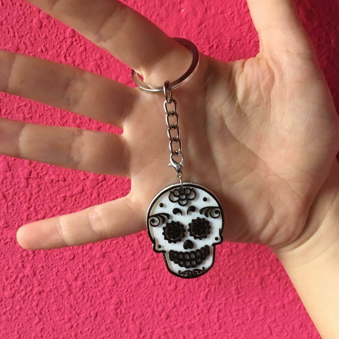 Free 3D file Ornamental sugar skull keychain・3D print design to ...