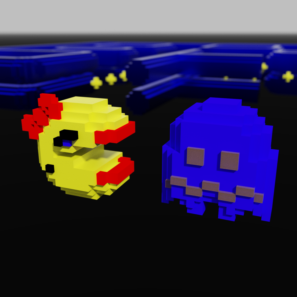 Free 3D file Ms Pacman with blue Ghost 👻・3D printer design to download ...
