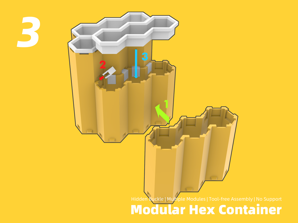 Free 3D file Modular Hex Container・Object to download and to 3D print・Cults