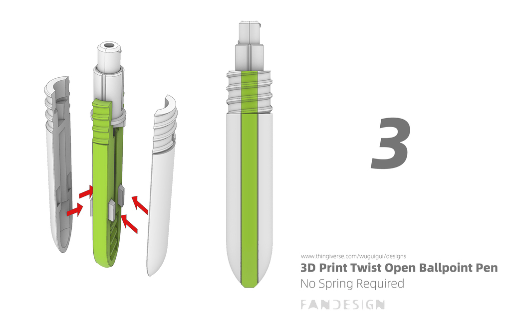 Free 3D file Ballpoint Pen - Twist Open Without Spring 🖊️・3D printable ...