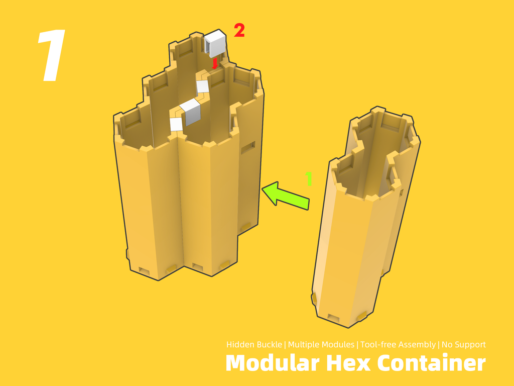 Free 3D file Modular Hex Container・Object to download and to 3D print・Cults