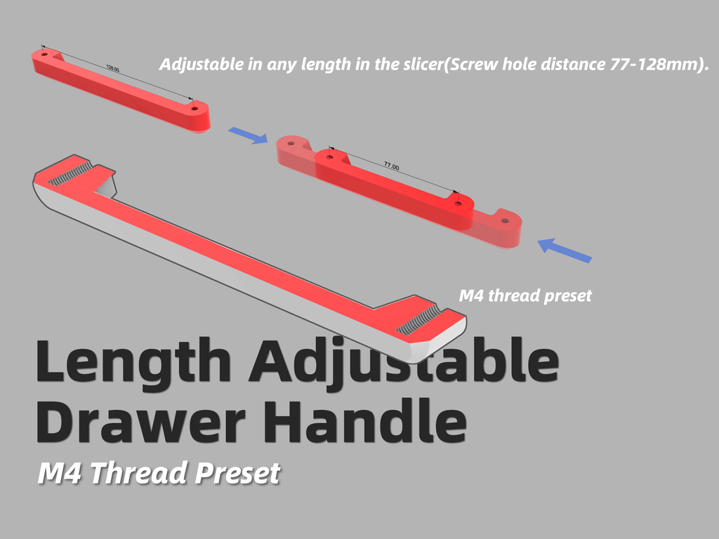 Free 3D file Length Adjustable Drawer Handle 🏢・3D printable object to ...