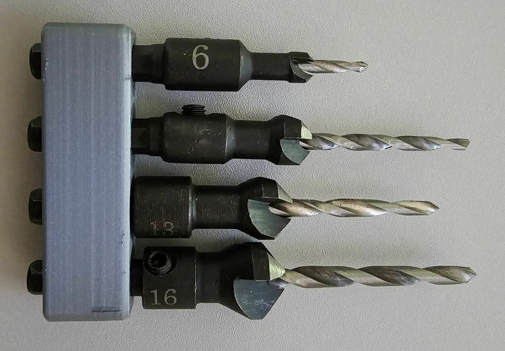 Free 3D file countersink hex bit x4 holder・3D print object to download ...