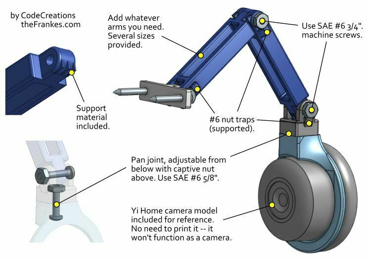 Archivo 3D gratis Soporte de brazo para cámara Yi Home 🧹・Plan ...