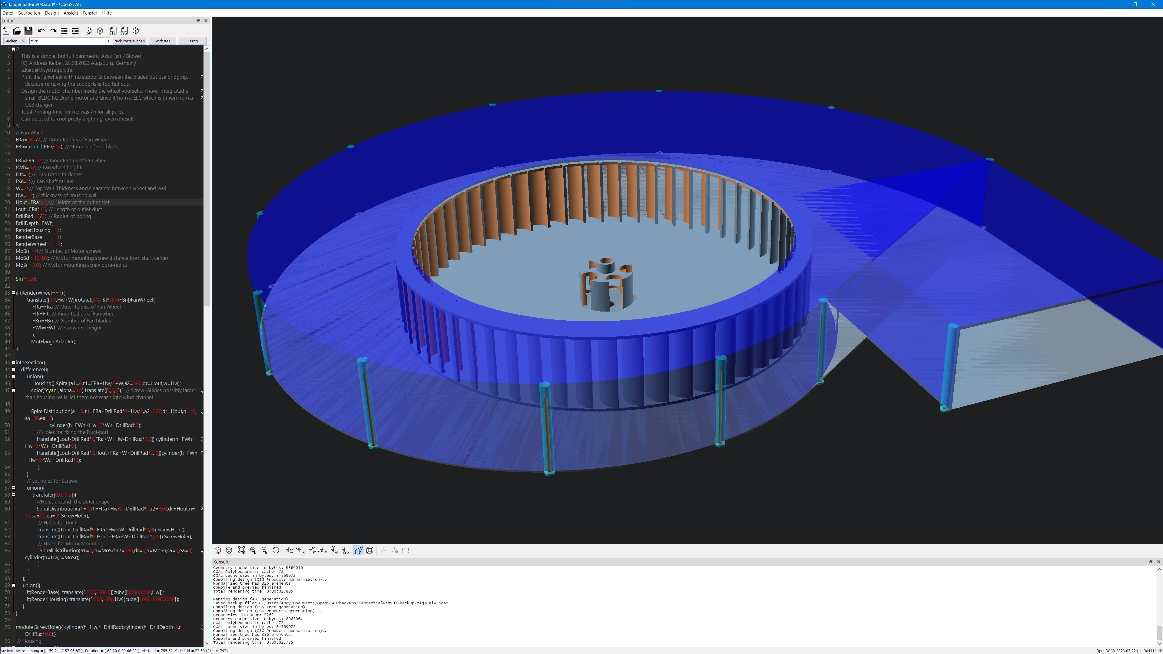 STL file Tangential/Radial fan, Gebläse, full parametric ⚙️・3D printing ...