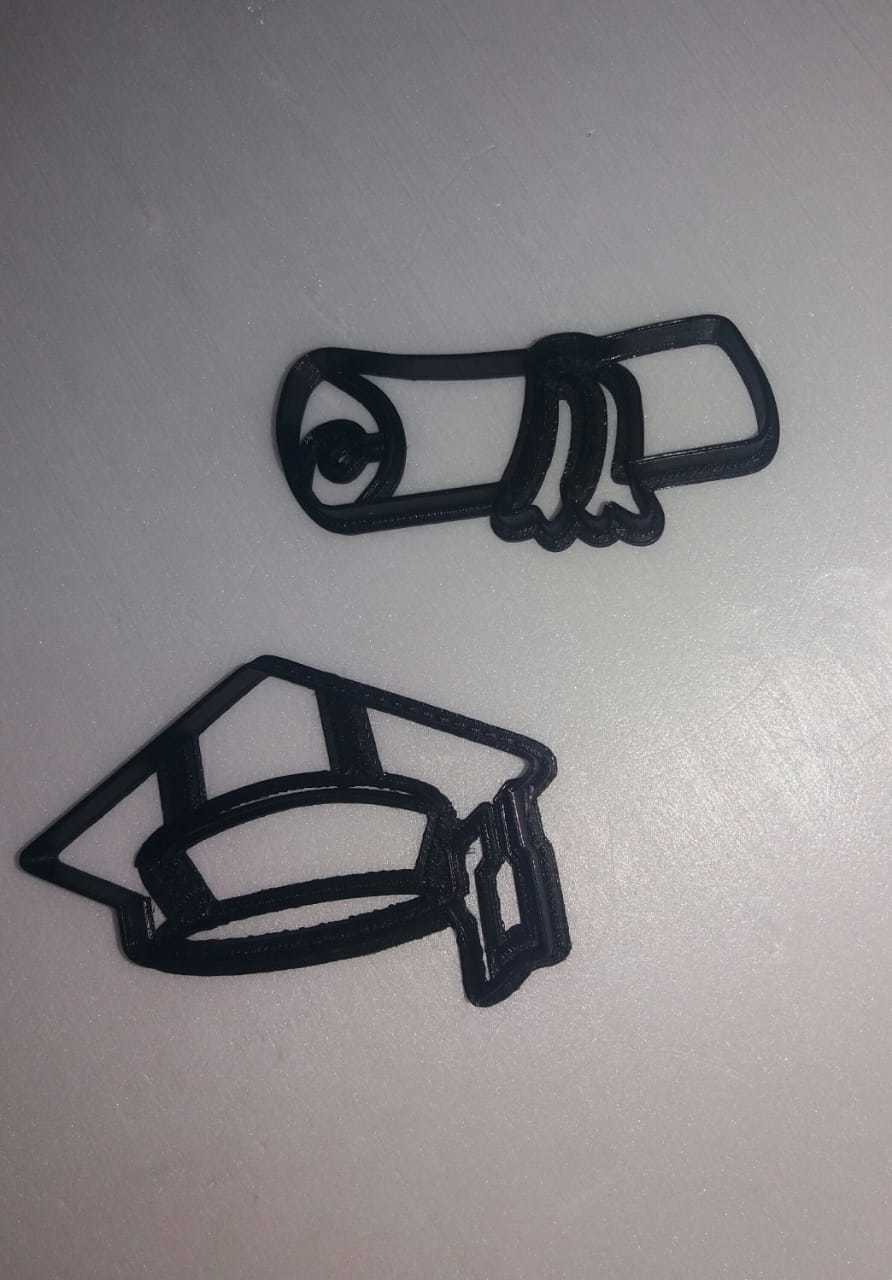 STL file Birrete and graduation diploma cookies cutters・3D printer ...