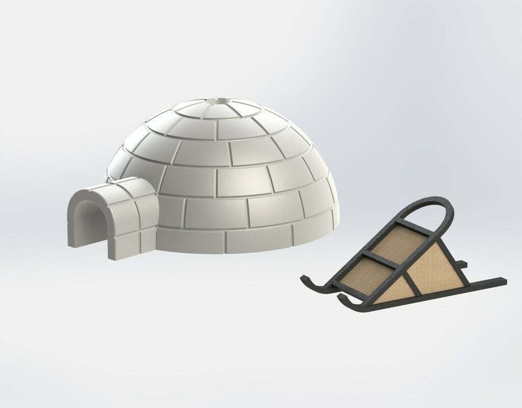 Free STL file Igloo and Dog Sled・3D printer model to download・Cults